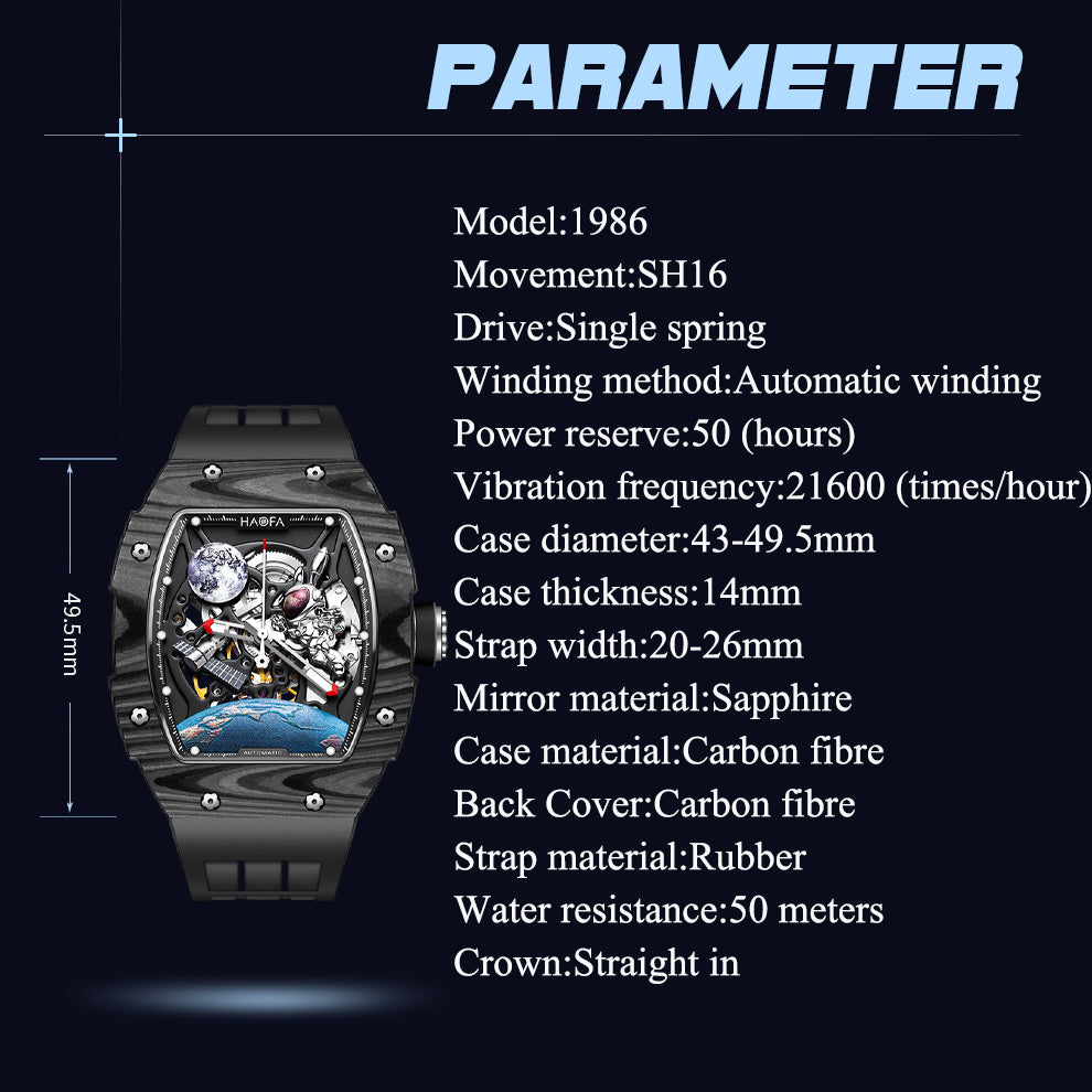 HAOFA Carbon Fibre Automatic 3D Spaceship Watch 1986 – HAOFA Tourbillon ...