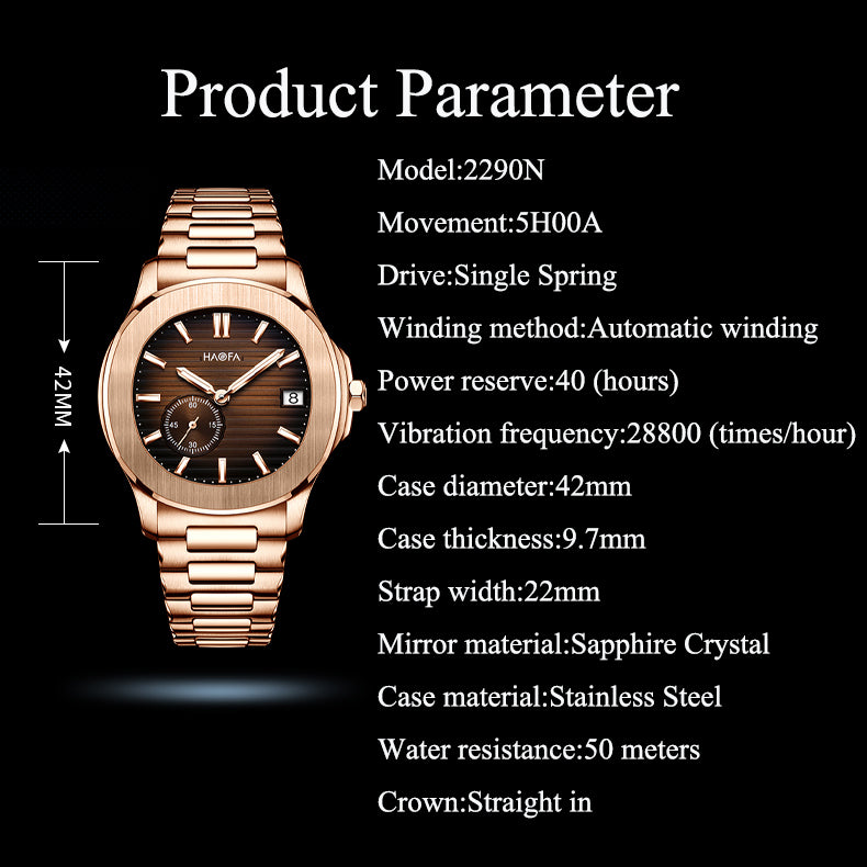 HAOFA 2290N Automatic Micro Rotor 316L Stainless Steel Bezel Watch ...