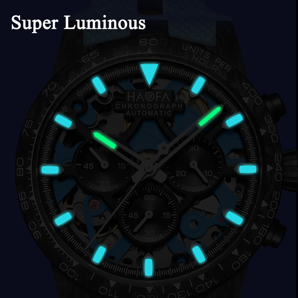 HAOFA 2367 3D Skeleton Automatic Chronograph Movement Full Carbon Fibe ...