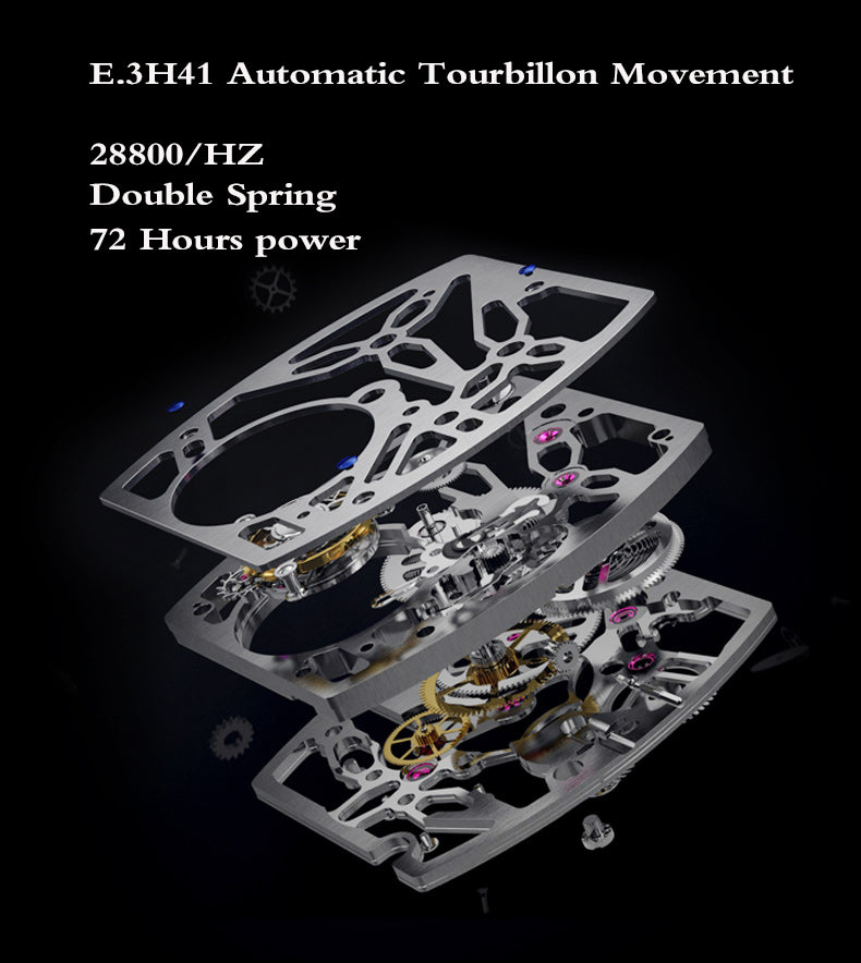Haofa 1908 Automatic Tourbillon Double Spring 72 Hours power free spru ...